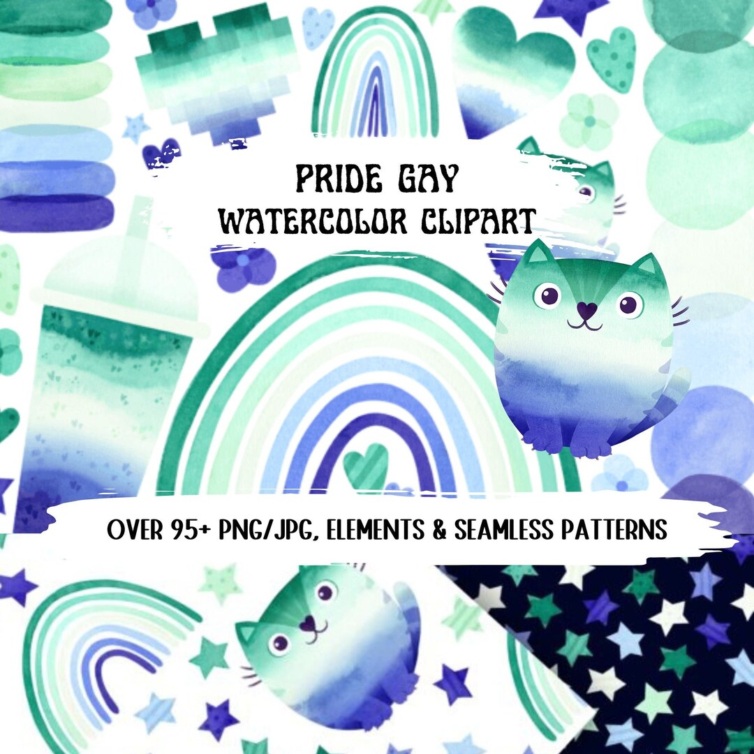95+ Pride Month Gay Watercolor Clipart Bundle Seamless Pattern LGBTQ ...