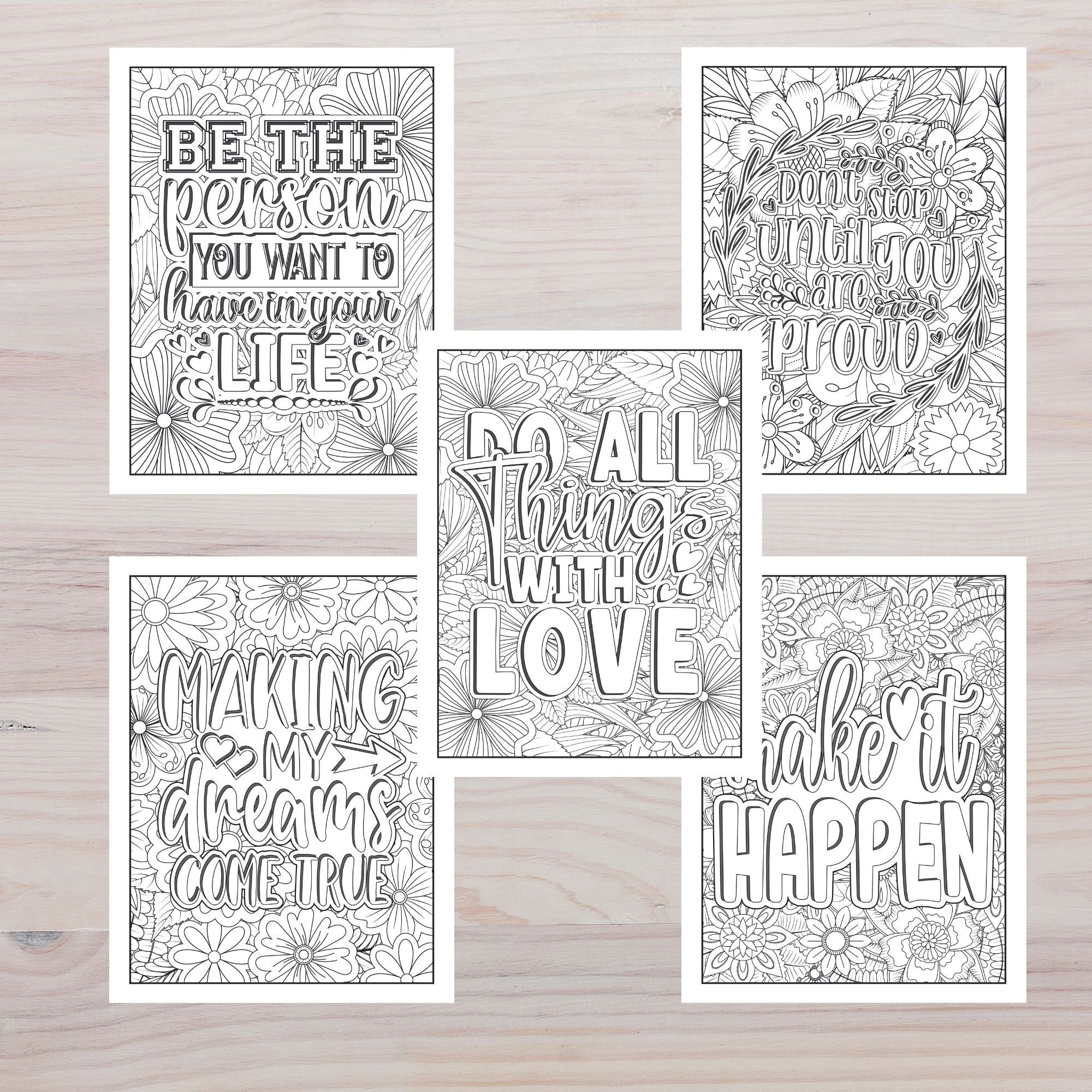 100 Motivational Word Coloring Page Self Affirmation Coloring Worksheet ...