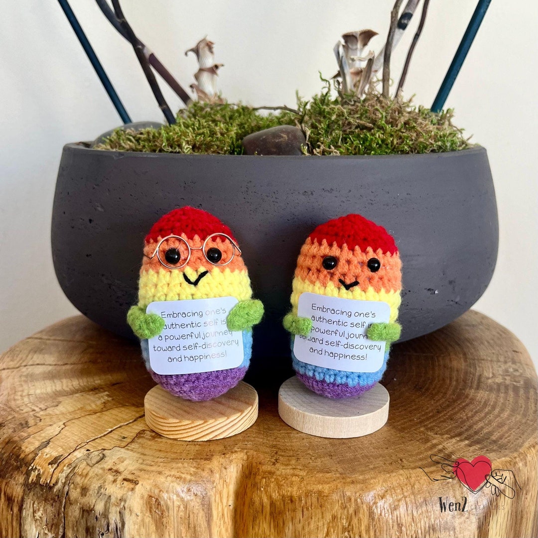 Custom Pride Rainbow Potato Crochet Emotional Support Vegetable Gift ...