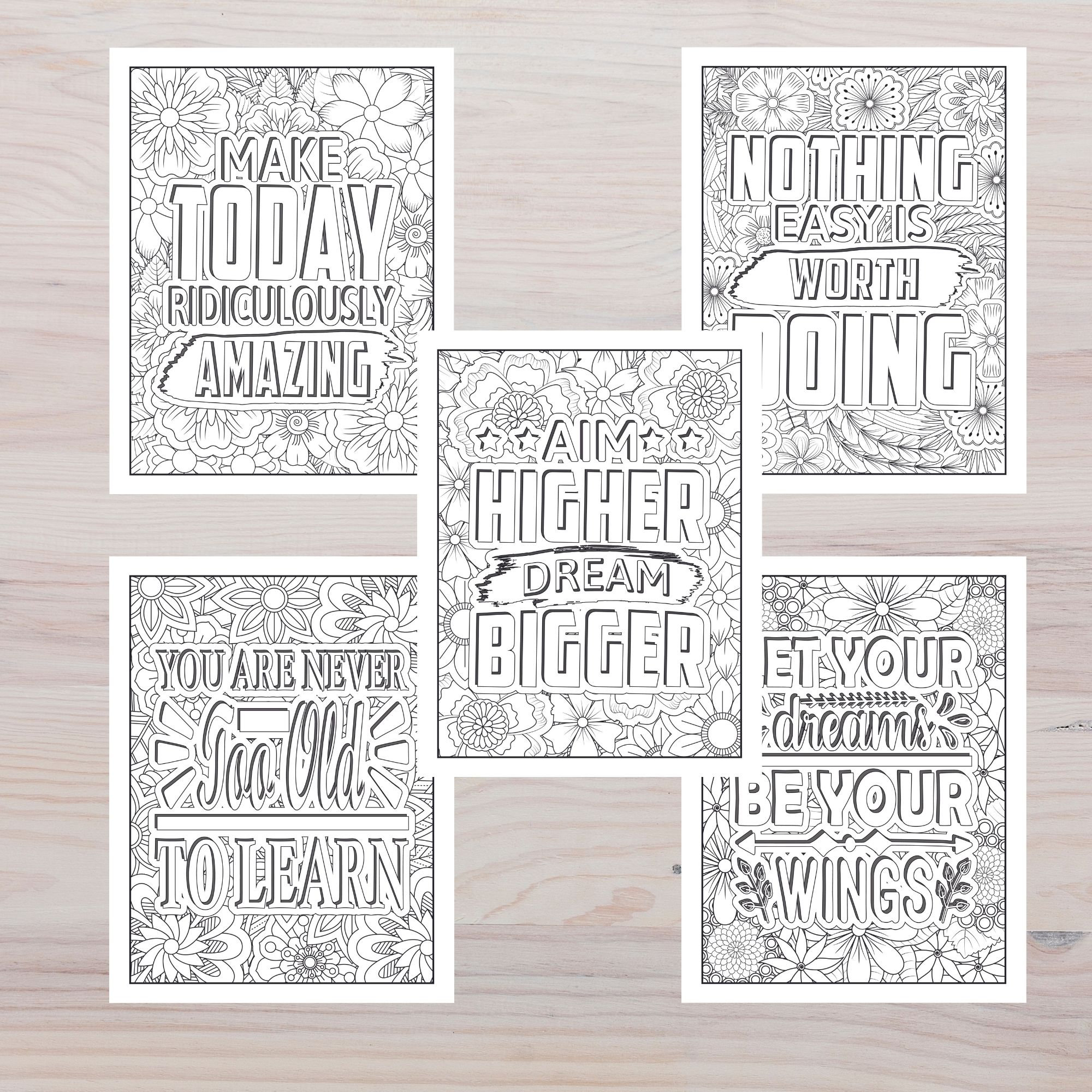 100 Motivational Word Coloring Page Self Affirmation Coloring Worksheet ...