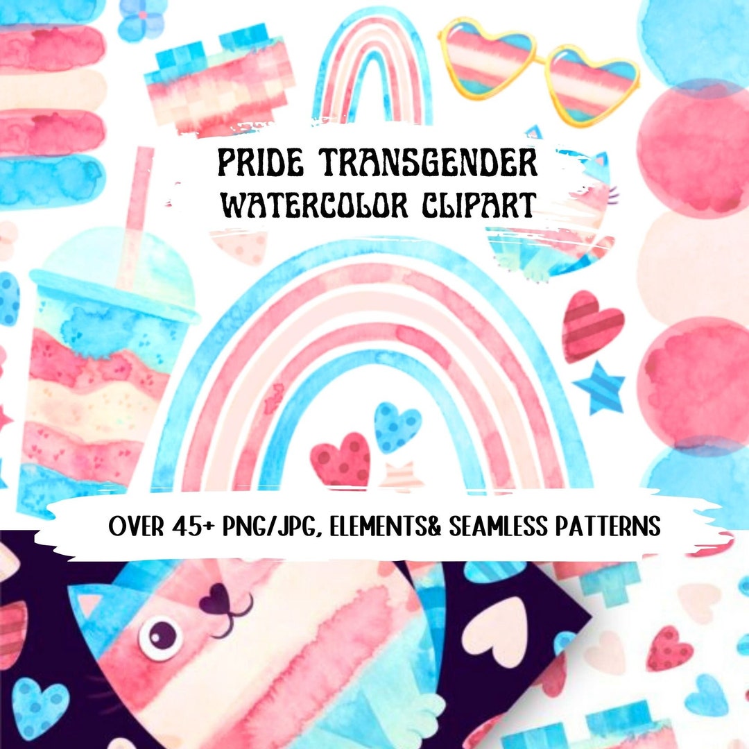 45+ Pride Transgender Art Watercolor Clipart Bundle Seamless Pattern ...