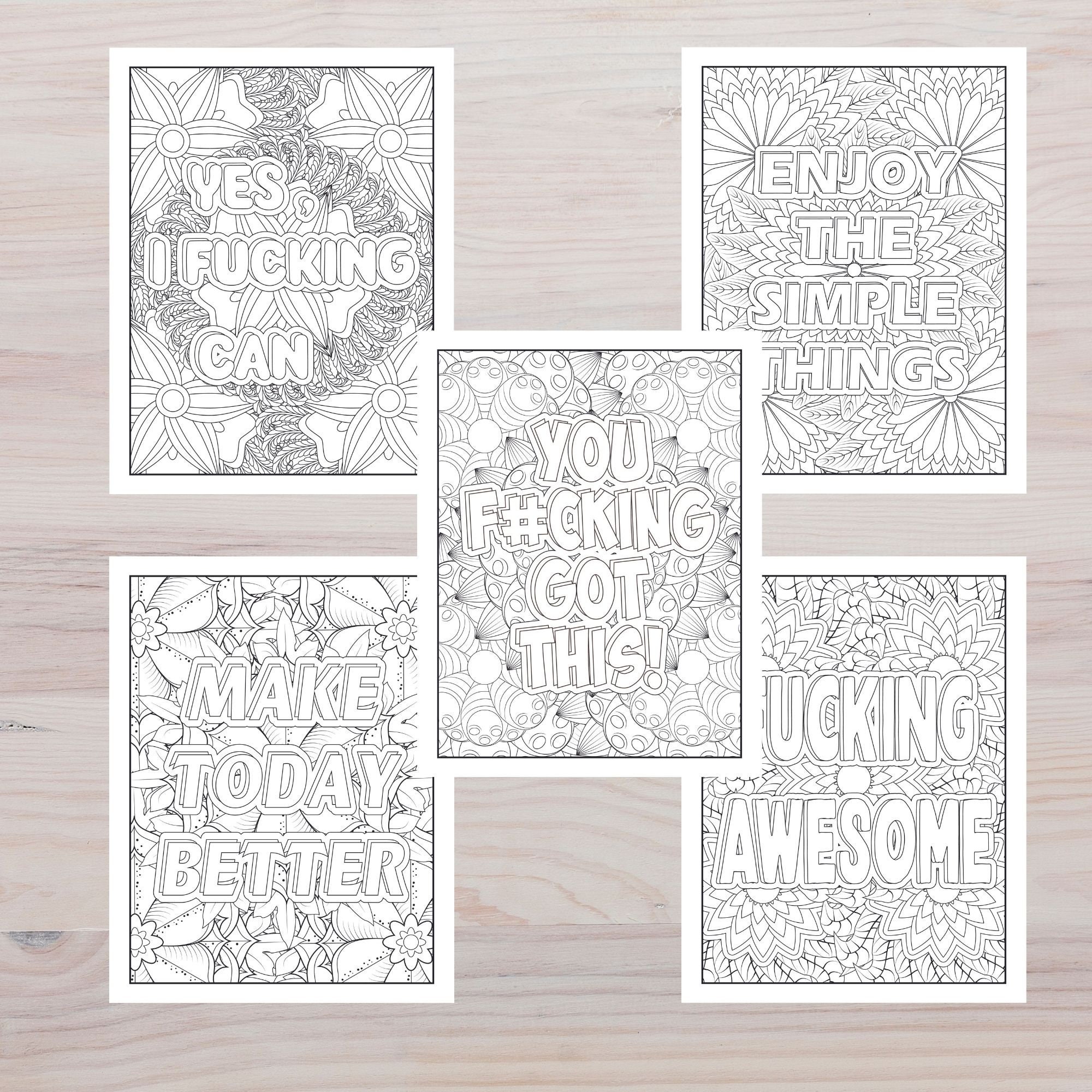 100 Cursing Swear Word Coloring Page Motivational Adult Coloring ...