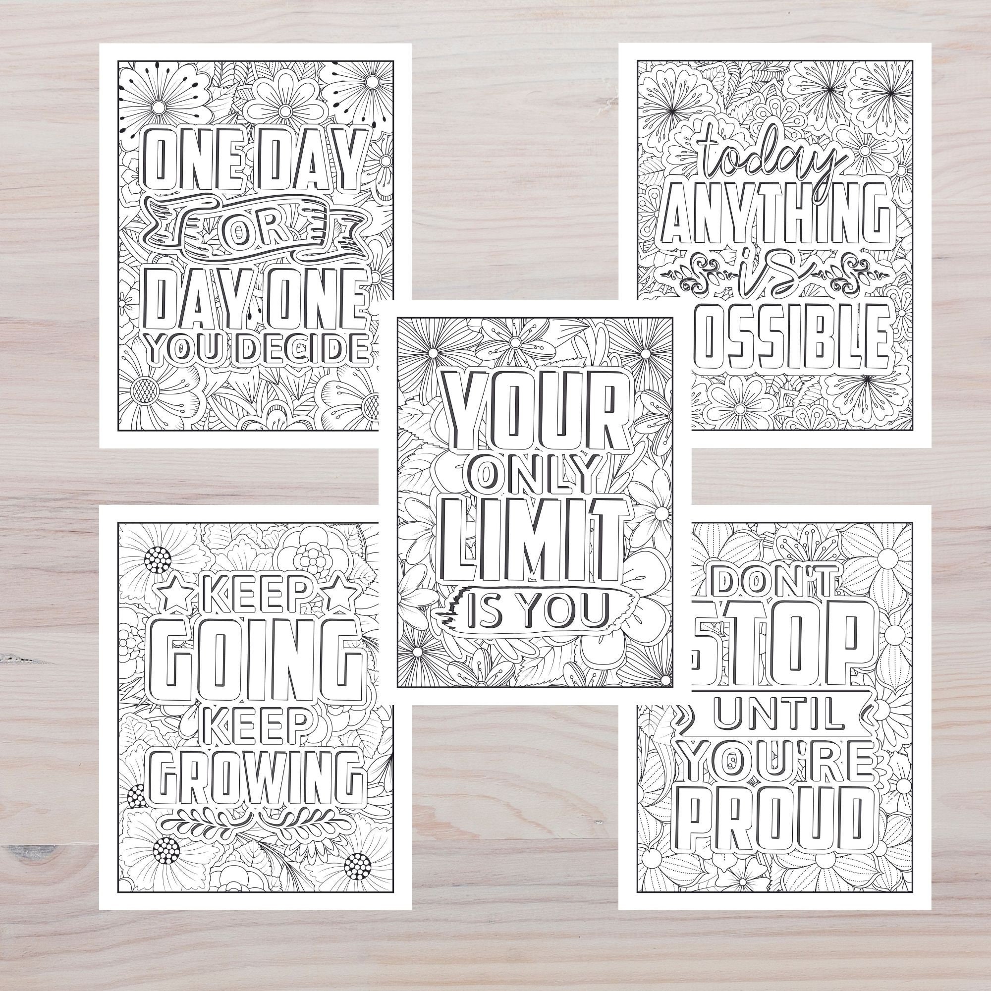 100 Motivational Word Coloring Page Self Affirmation Coloring Worksheet ...