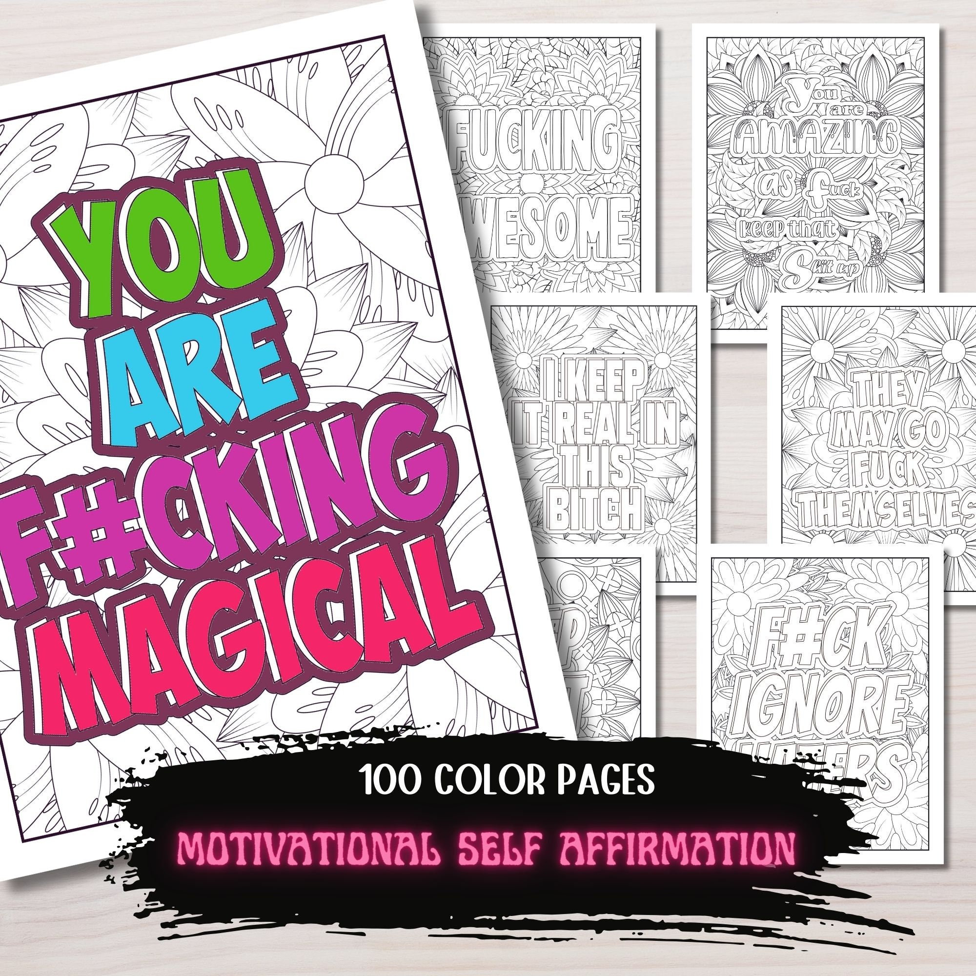 100 Cursing Swear Word Coloring Page Motivational Adult Coloring ...