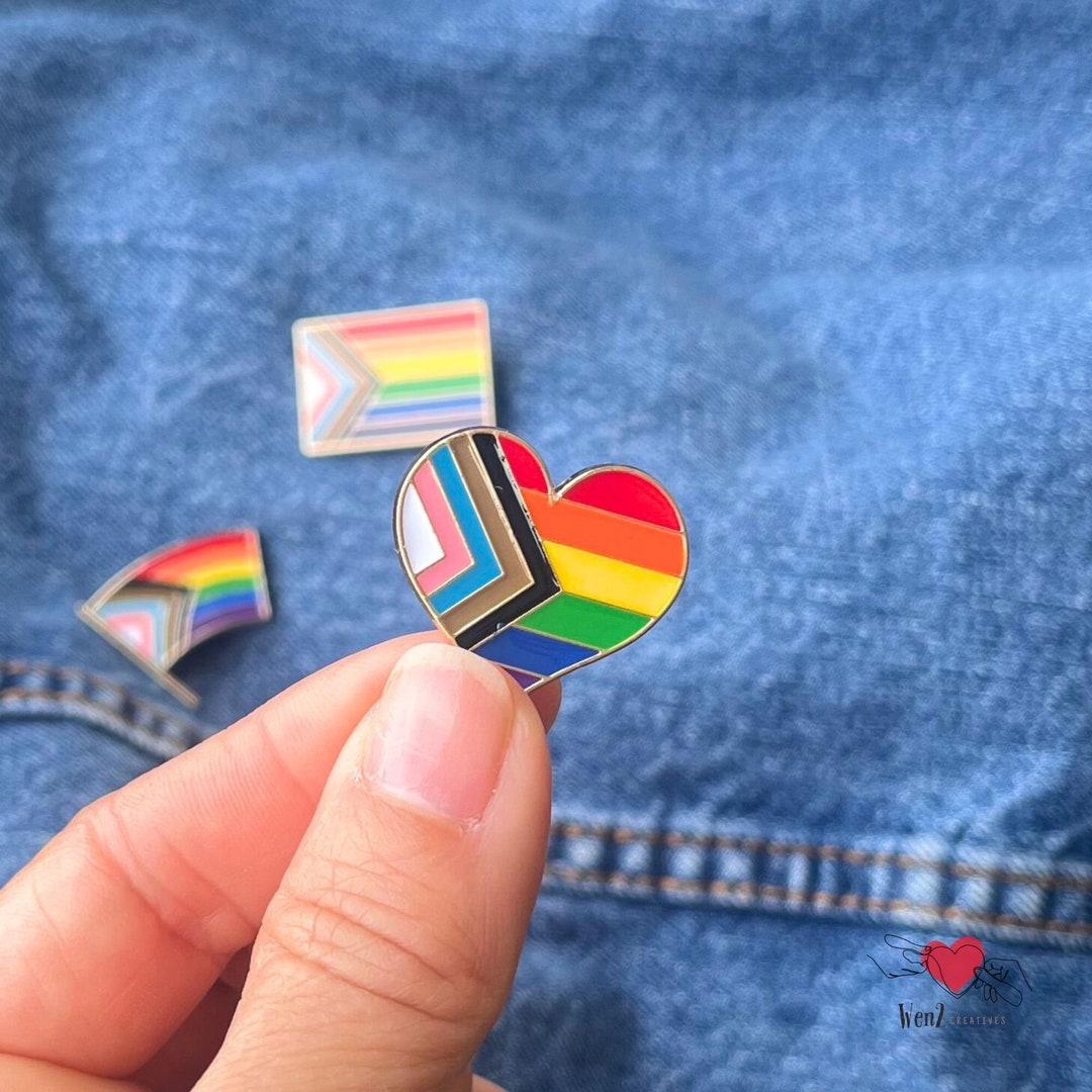 Rainbow Heart Progressive Flag Enamel Pin Pride Month LGBTQ Gay Pride ...