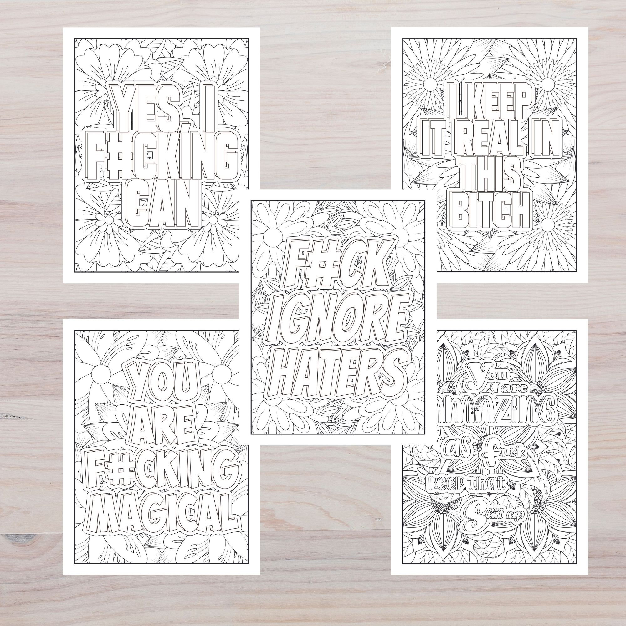 100 Cursing Swear Word Coloring Page Motivational Adult Coloring ...