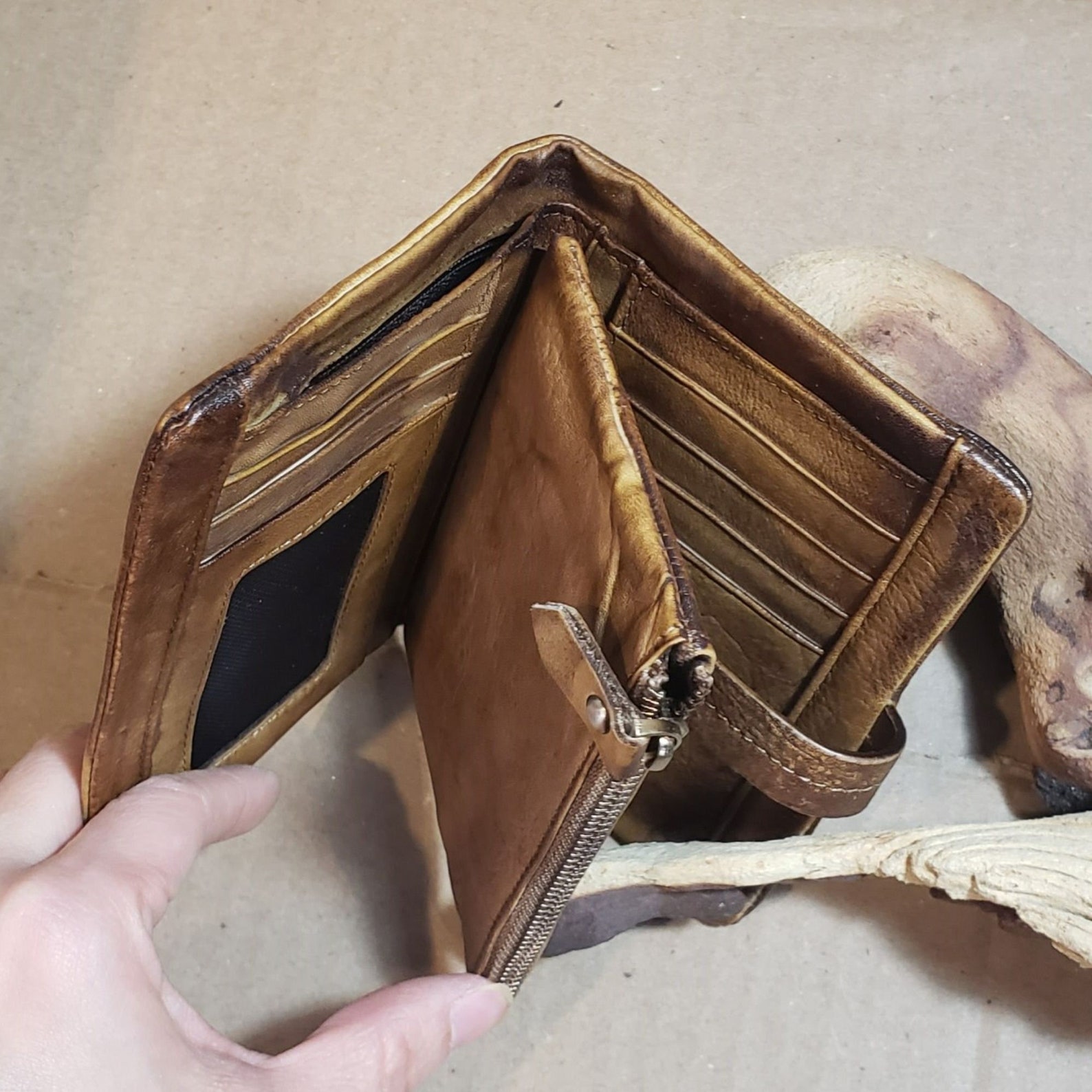 Artisan Washed Leather Woven Wallet Girlfriend Gift Sister Grunge ...