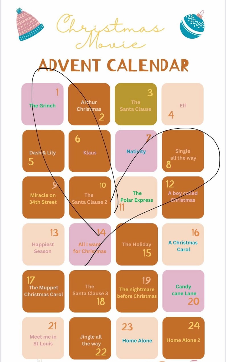 Printable Movie Advent Calendar! Instantly Download and Start Counting ...
