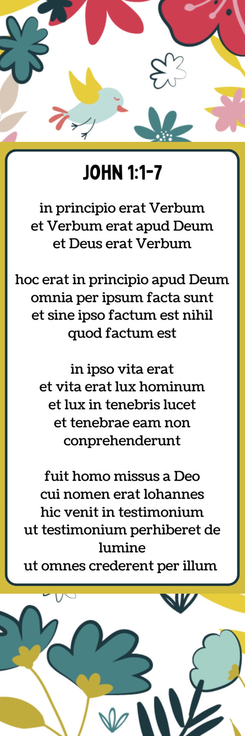 Bookmarks. CC Cycle 3. Latin. John 1:1-7. CC CC Gift, Prize, Reward. - Etsy