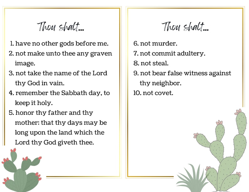Exodus 20. Ten Commandments. Bible Verse. - Etsy