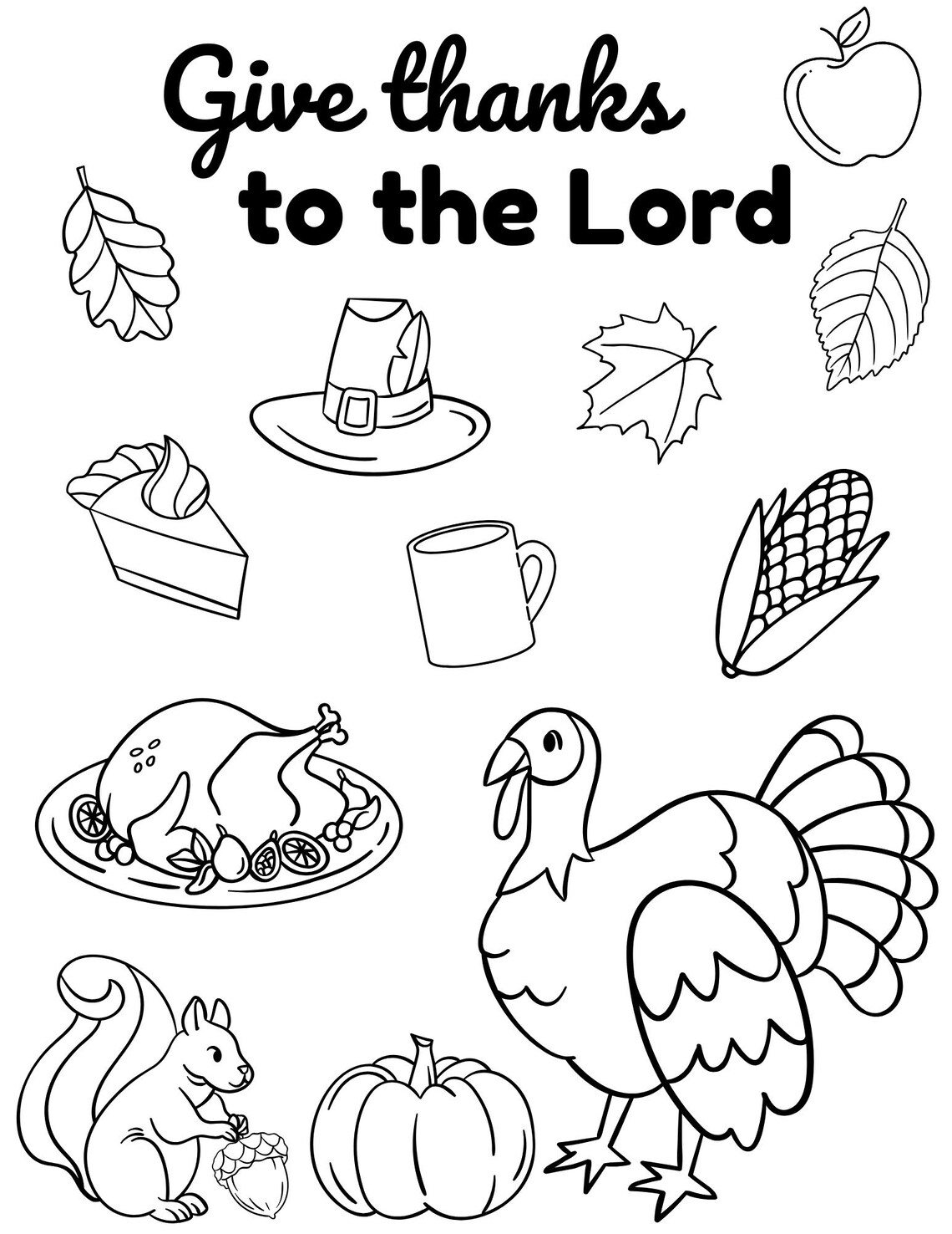 Fall Thanksgiving "give Thanks" Coloring Page: Preschool & Elementary ...