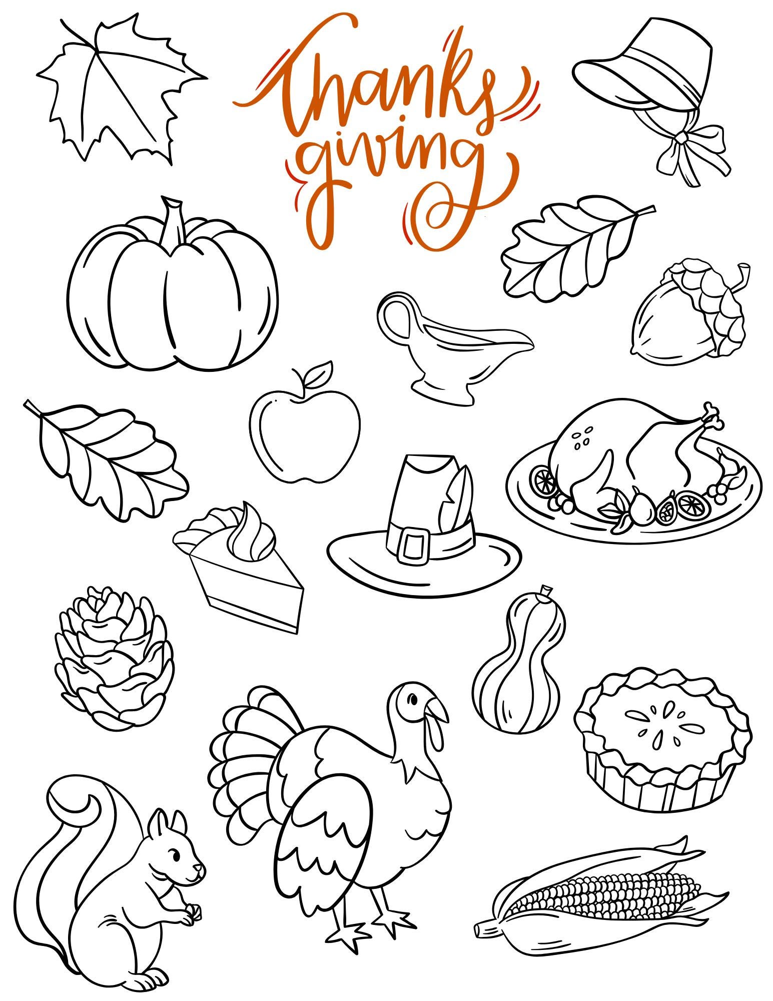 Thanksgiving Coloring Page: Fall Family Activity (digital Download) - Etsy