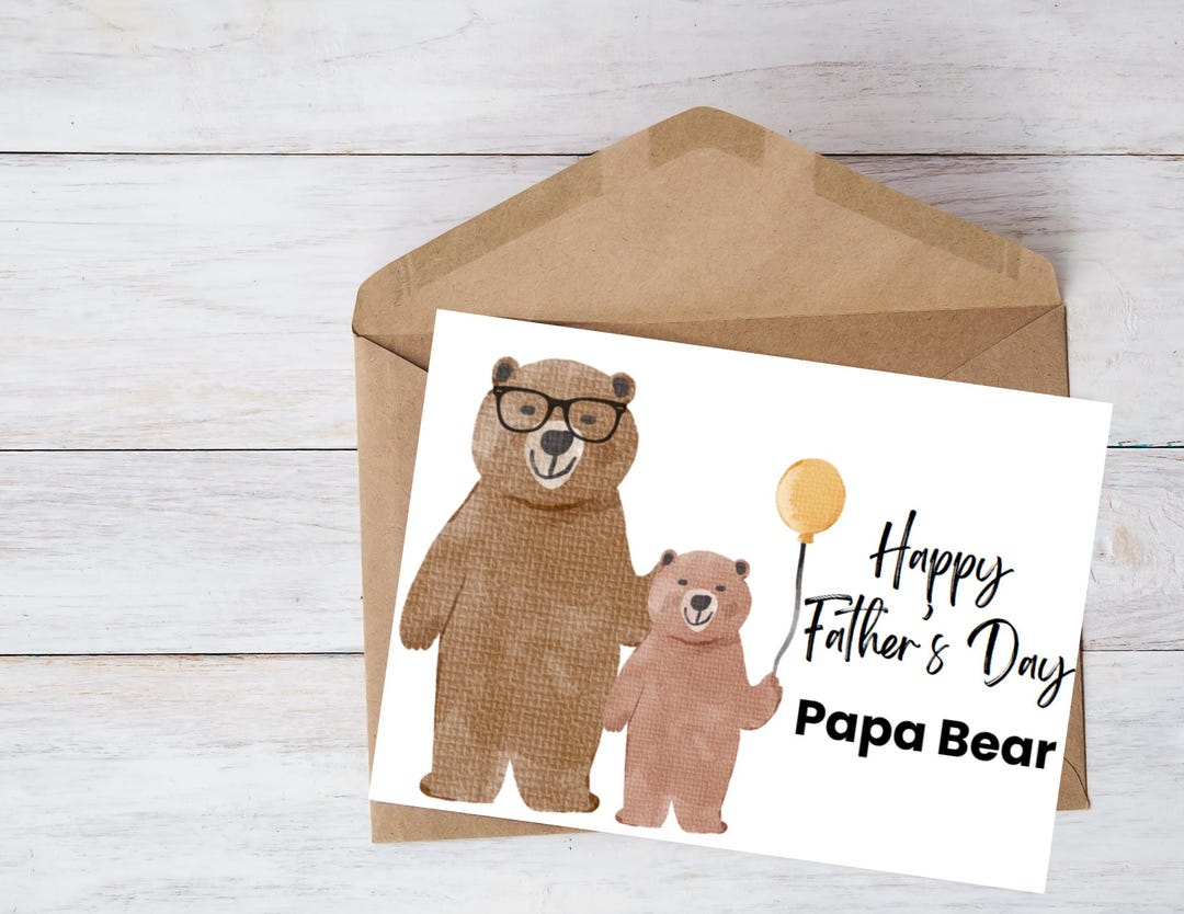 Printable Father's Day Card. Happy Father's Day Papa Bear Card. Papa ...