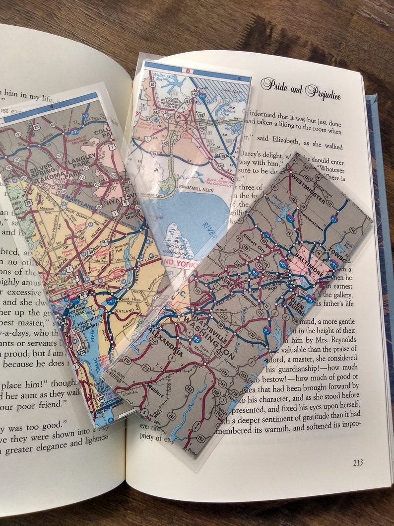 Vintage Map Bookmarks: Set of 3. USA Vintage Maps. Double-sided ...
