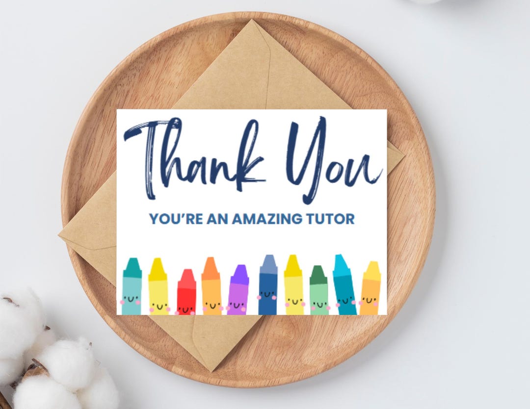 Tutor Thank You Cards: Printable Appreciation Gift (digital Download - Etsy