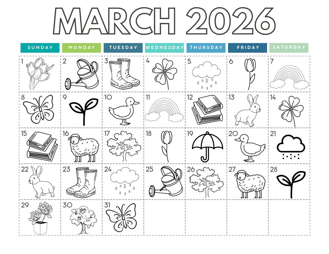 March Chart Tracker, Monthly Reading Chart Printable, Habit Tracking ...