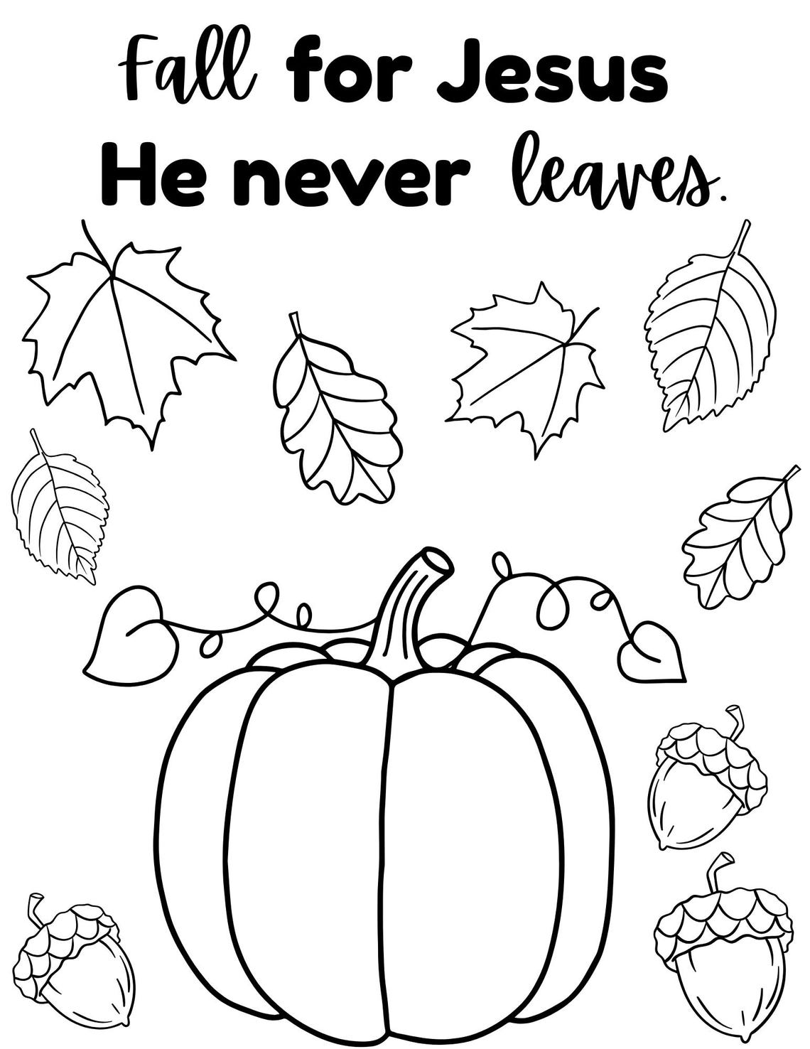 Fall for Jesus Coloring Page: Preschool & Elementary (printable) - Etsy