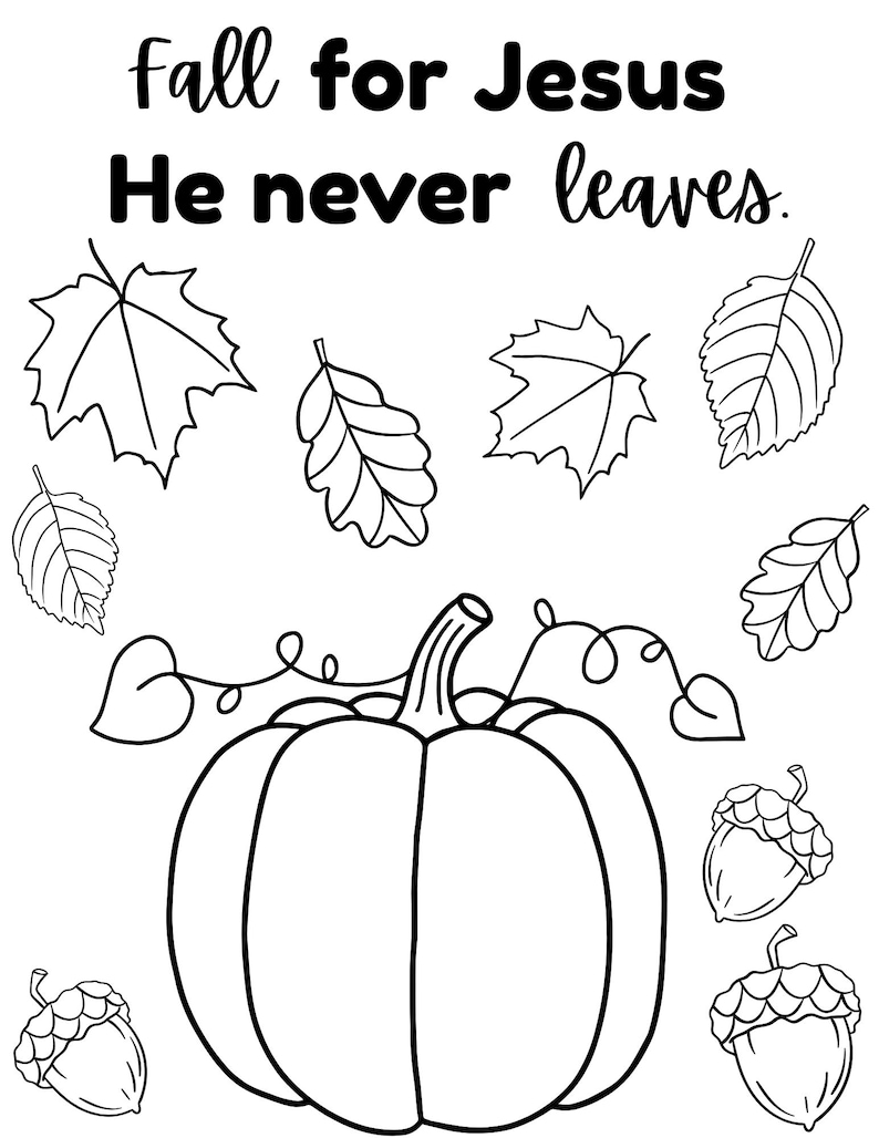 Fall for Jesus Coloring Page: Preschool & Elementary (printable) - Etsy