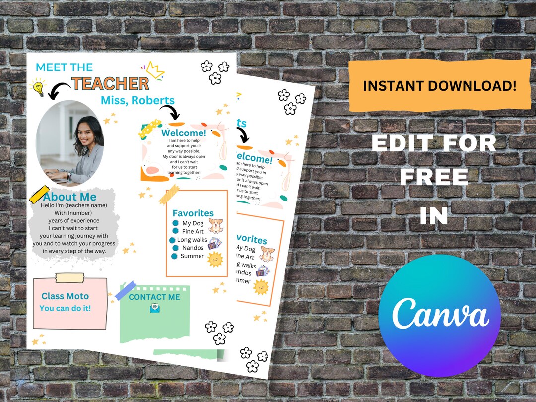 Meet the Teacher Template, Editable Teacher Printable, Back to School ...