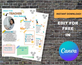Meet the Teacher Template, Editable Teacher Printable, Back to School ...