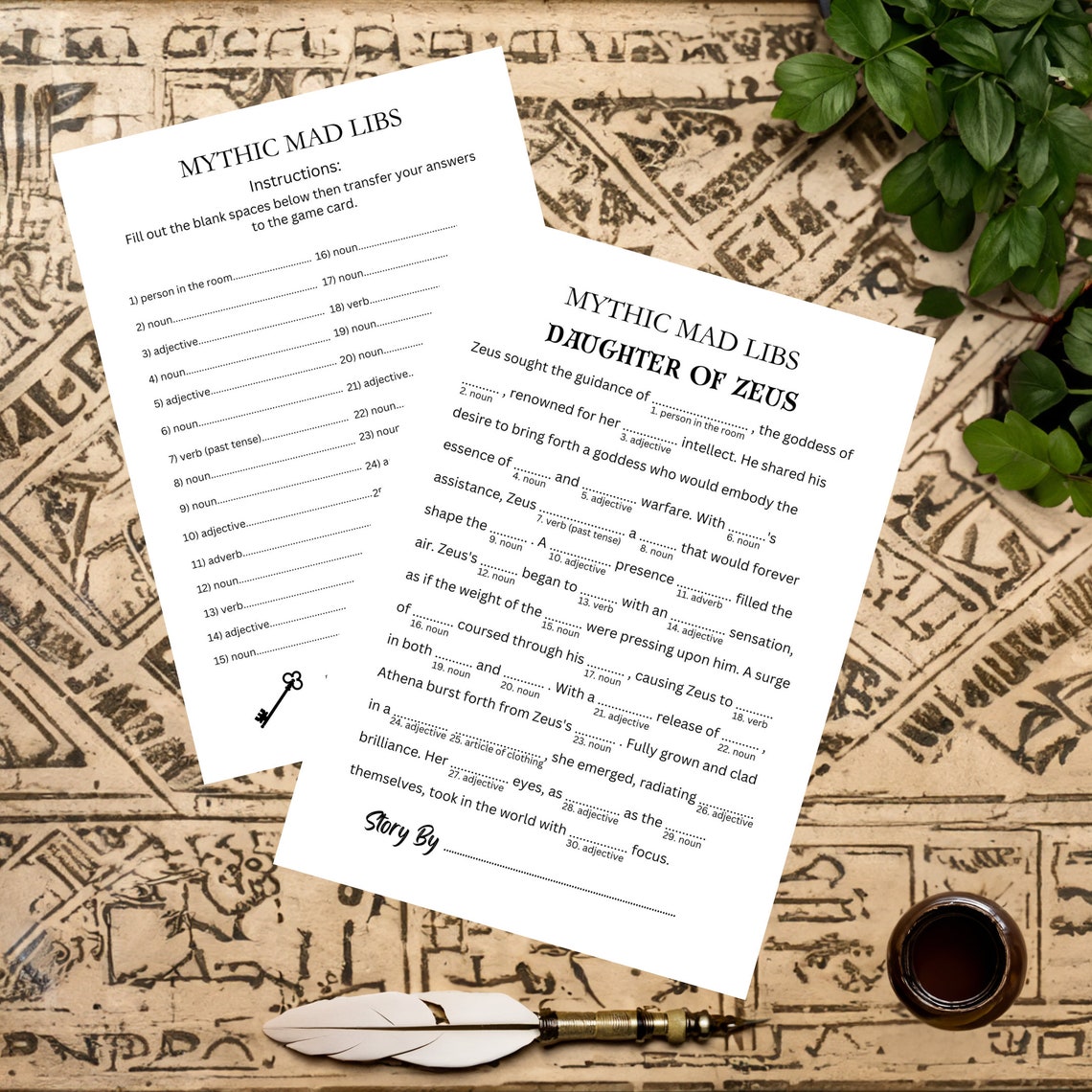 3 Printable Father's Day Zeus Mad Libs Games With Greek Mythology Theme ...