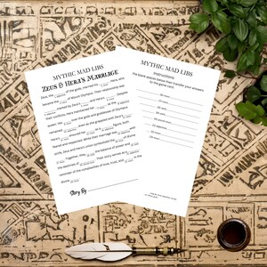 3 Printable Father's Day Zeus Mad Libs Games With Greek Mythology Theme ...