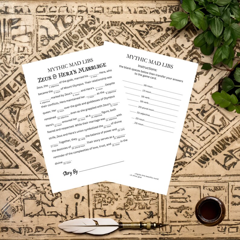 3 Printable Father's Day Zeus Mad Libs Games With Greek Mythology Theme ...