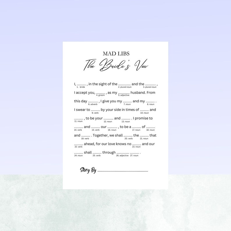 3 Printable Themed Mad Libs Games With Minimalist Design for Bridal ...