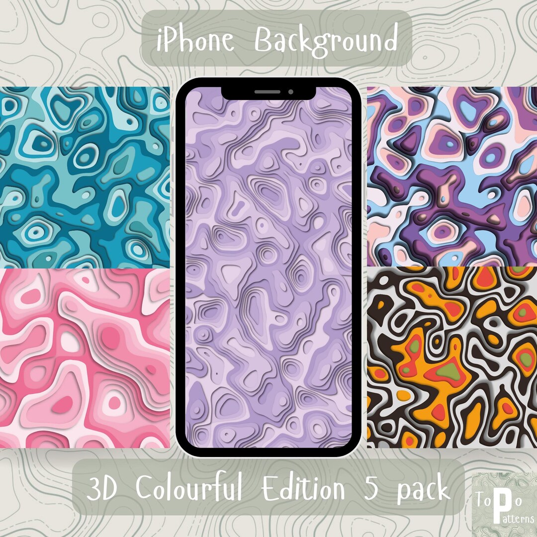 IPhone Wallpaper | Topographic Background | 5x 3D Colourful Background ...