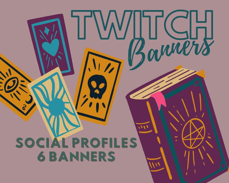 Cozy Occult Witch Socials Banners Set of 6 Variations Twitch Youtube ...