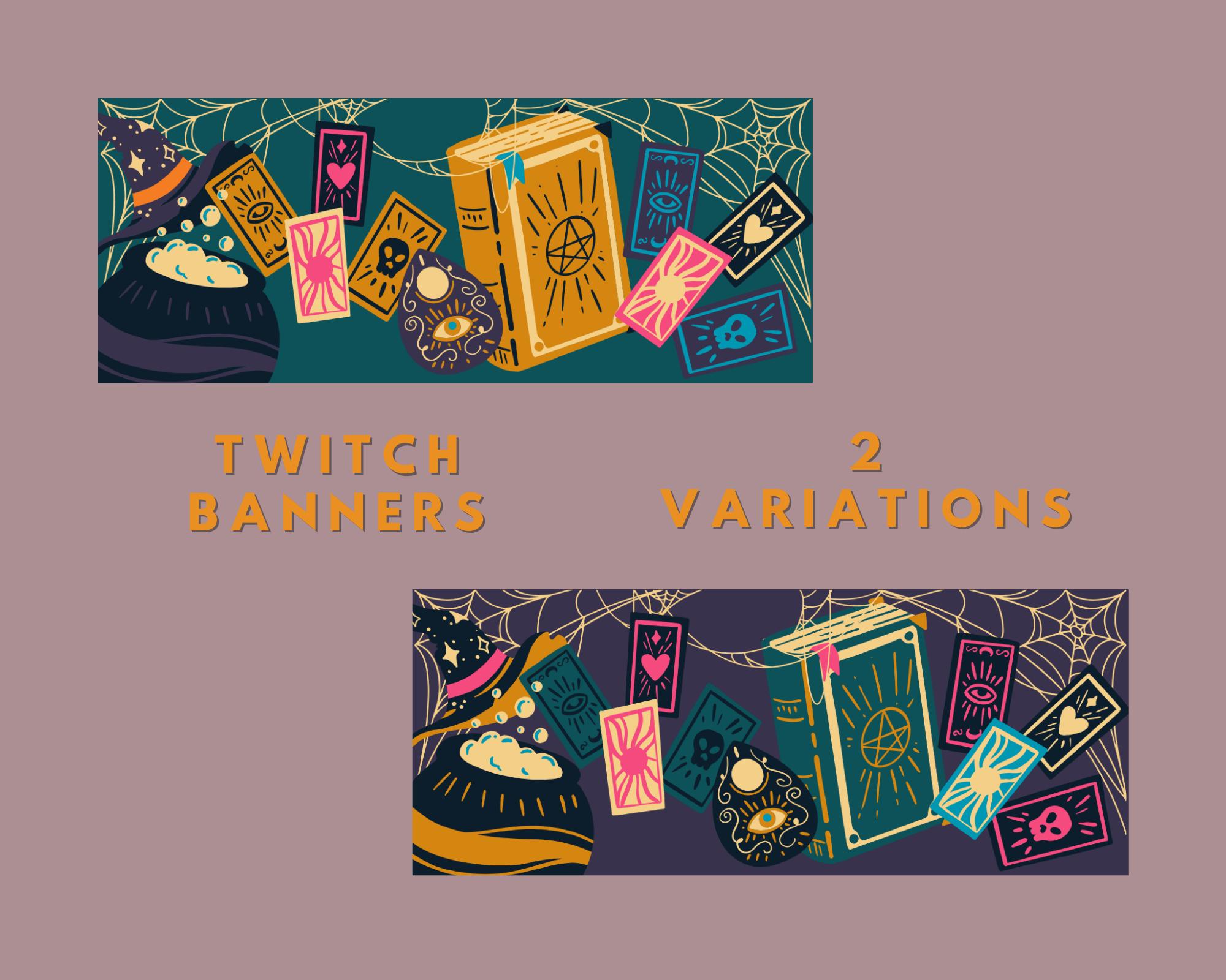 Cozy Occult Witch Socials Banners Set of 6 Variations Twitch Youtube ...