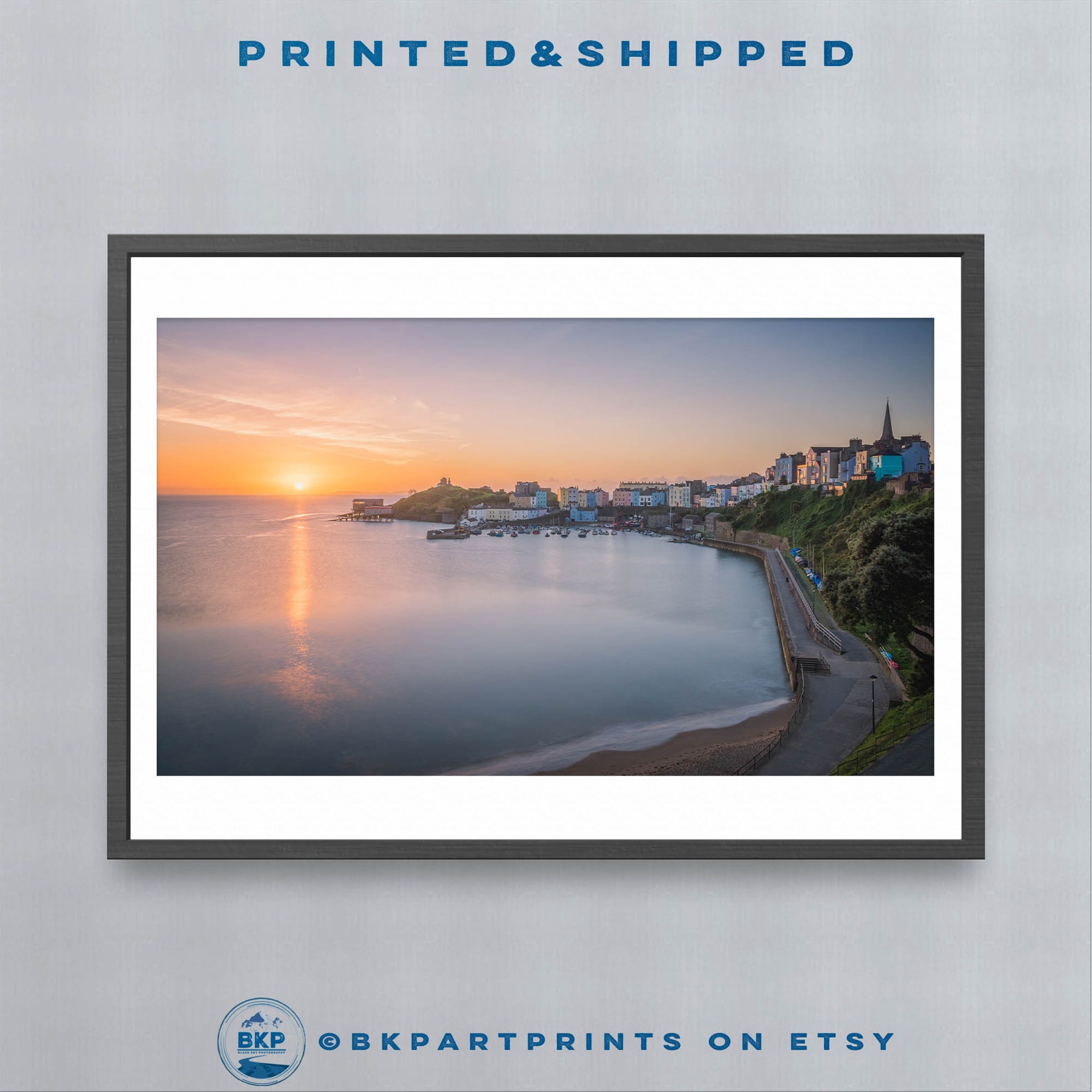 Tenby Harbour Sunrise Print, Pembrokeshire Seascape Photography, Framed ...