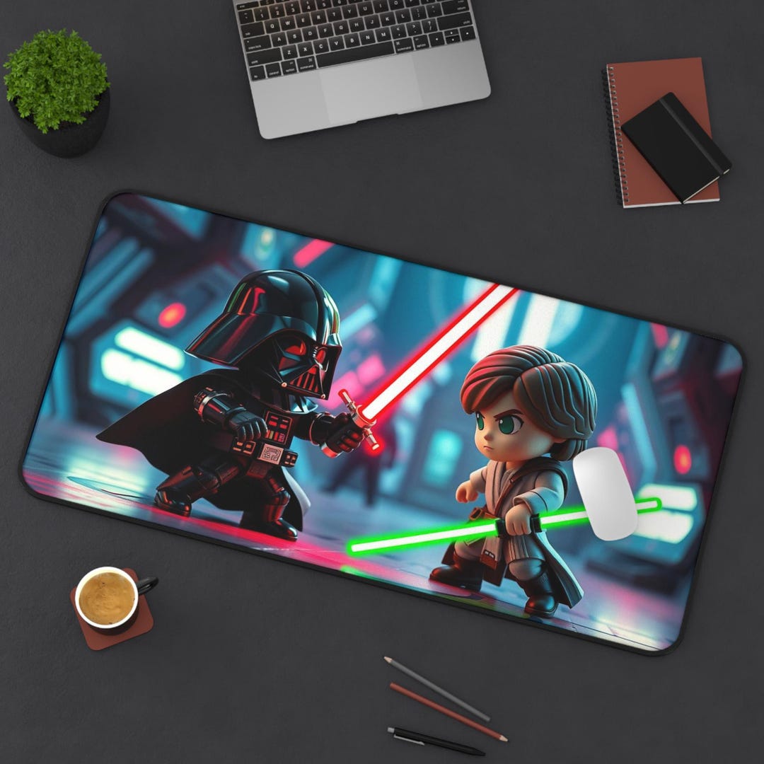 Darth Vader Vs. Luke Skywalker Desk Mat, Chibi Star Wars Mouse Pad - Etsy