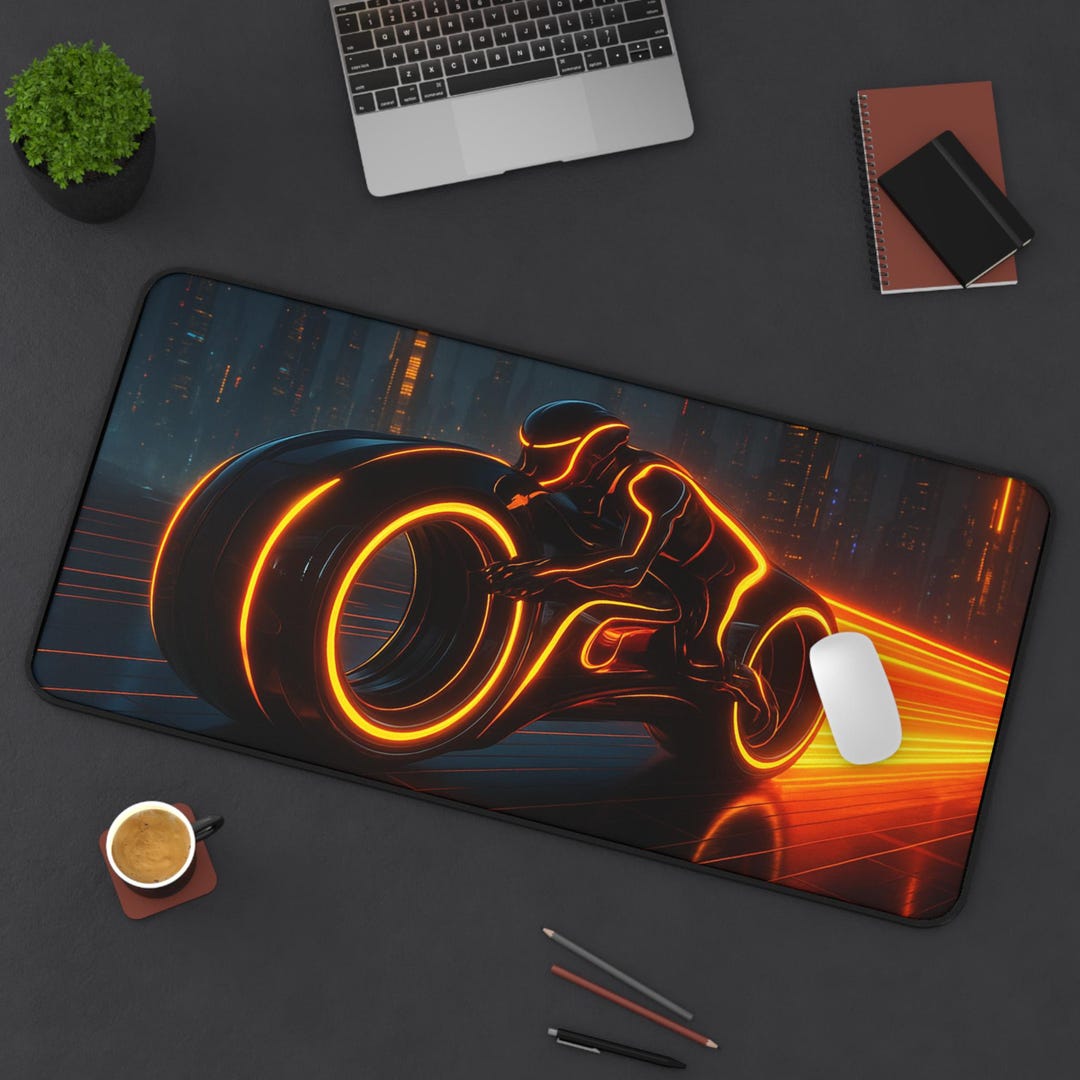 Tron Gaming Desk Pad: Vibrant Neoprene Mouse Mat - Tron Legacy Style - Etsy