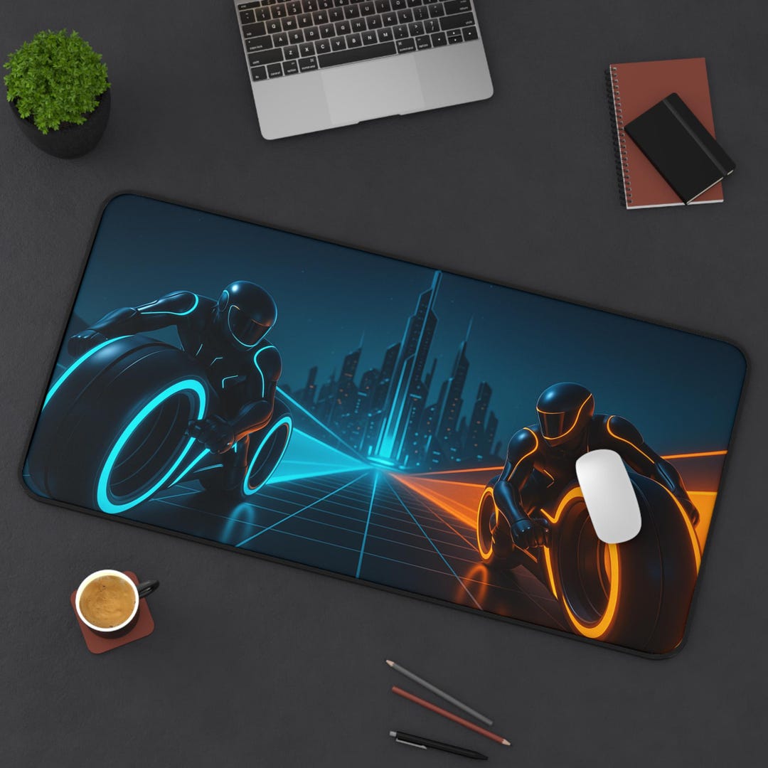 Tron Gaming Desk Mat: Vibrant Neoprene Mousepad - Tron Legacy Style - Etsy