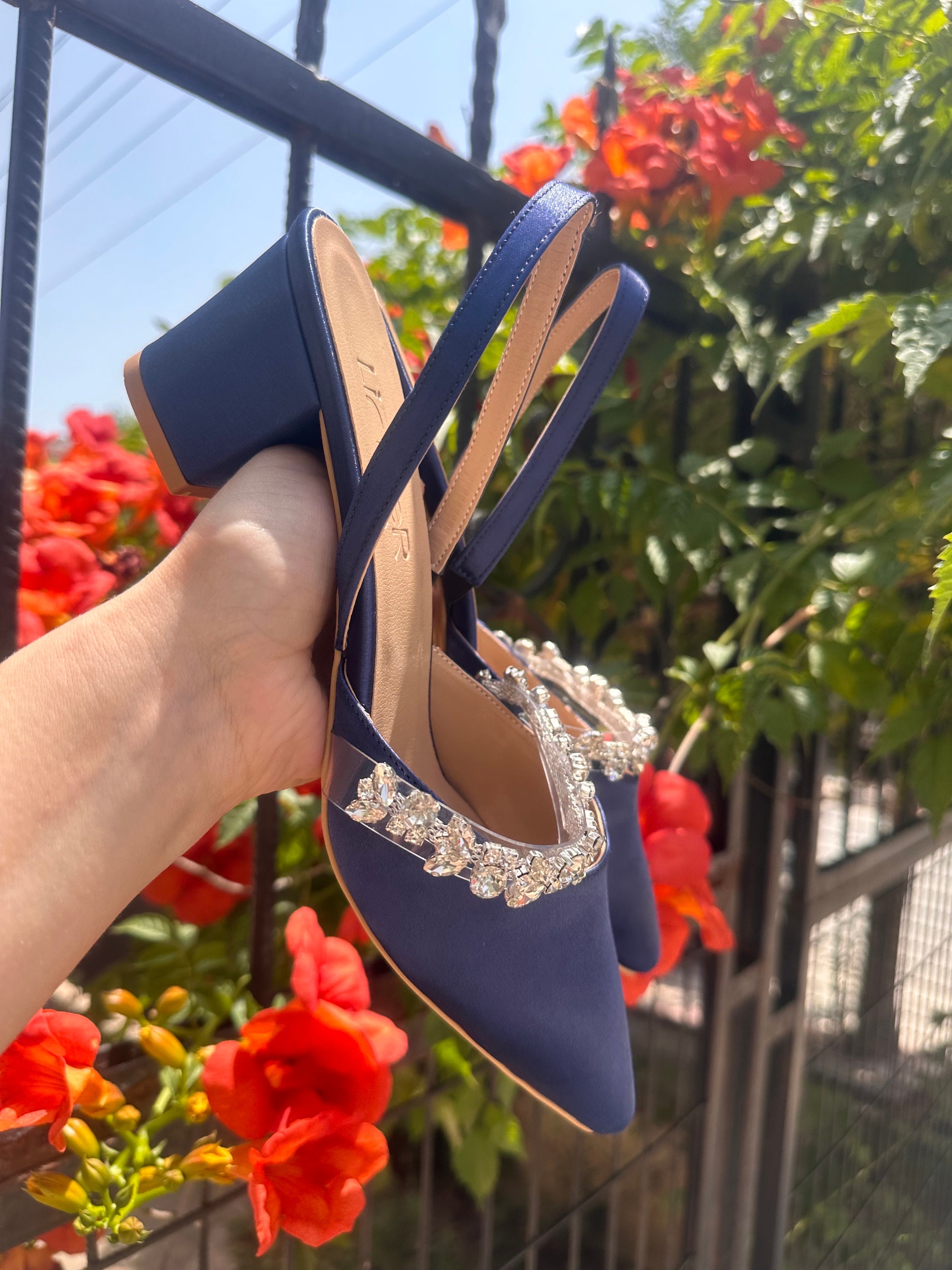 Navy Blue Women Shoe,wedding Shoe,satin Navy Blue Shoe,stone Navy Blue ...