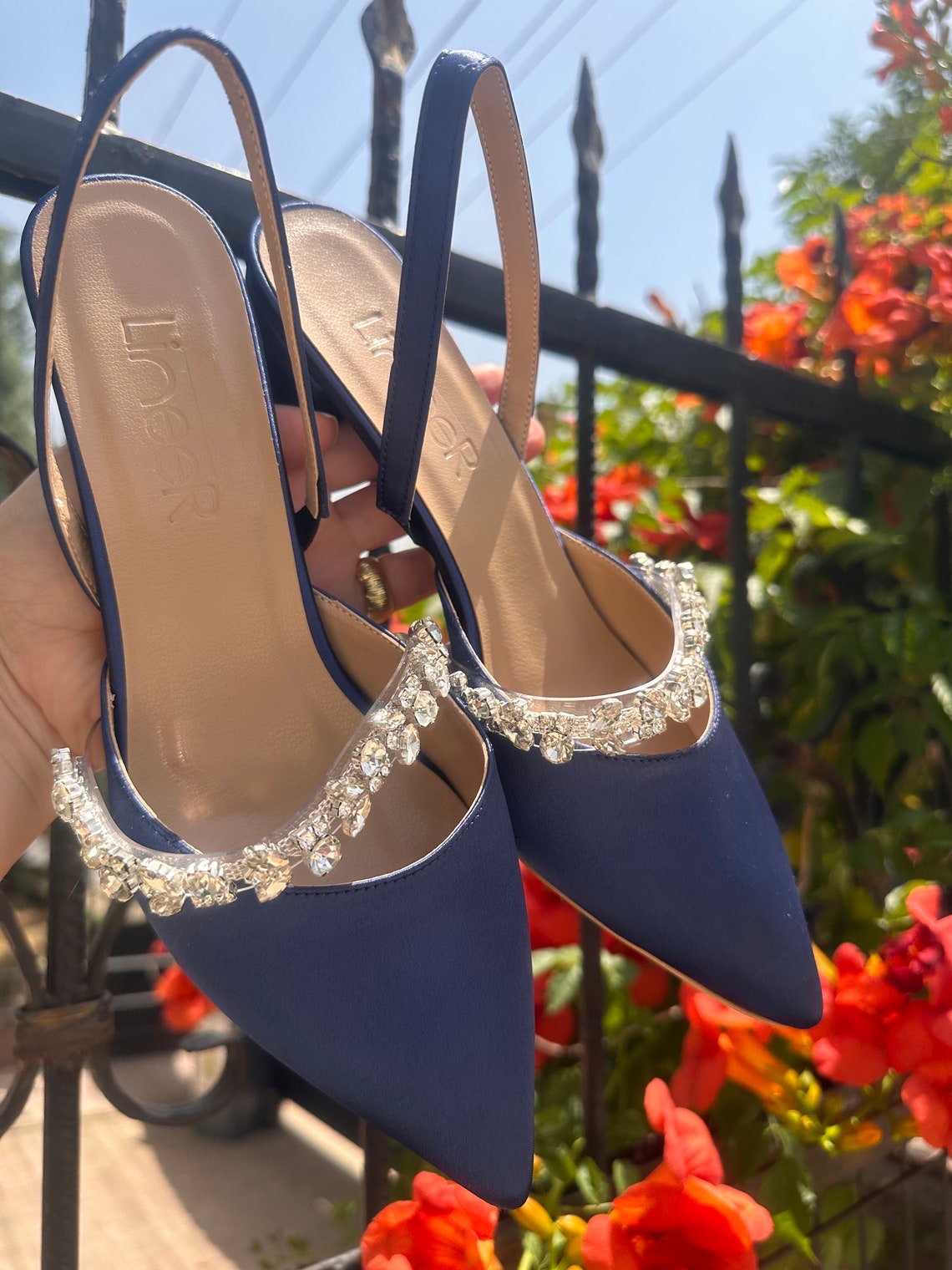 Navy Blue Women Shoe,wedding Shoe,satin Navy Blue Shoe,stone Navy Blue ...