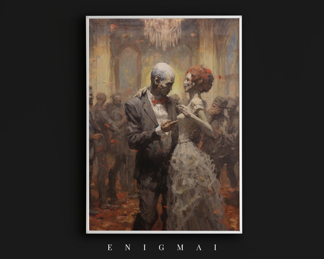 Couple Dancing, Halloween Decor, Skeleton Party in Haunted Ballroom ...