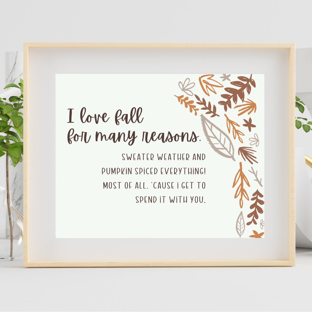 I Love Fall for Many Reasons Digital Wall Art. - Etsy