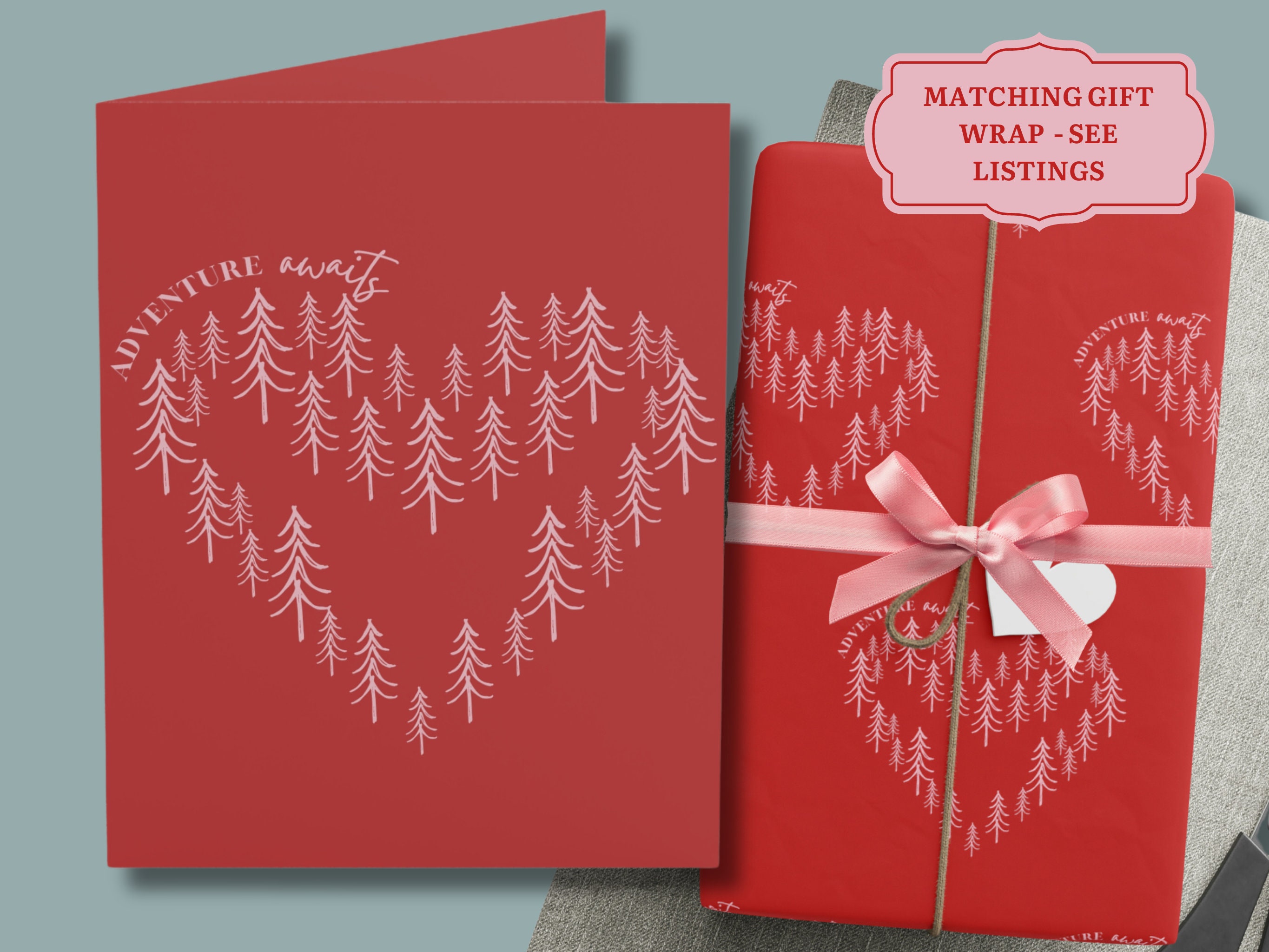 Pine Tree Card Set Adventure Awaits Card Valentine's Day Card Birthday ...
