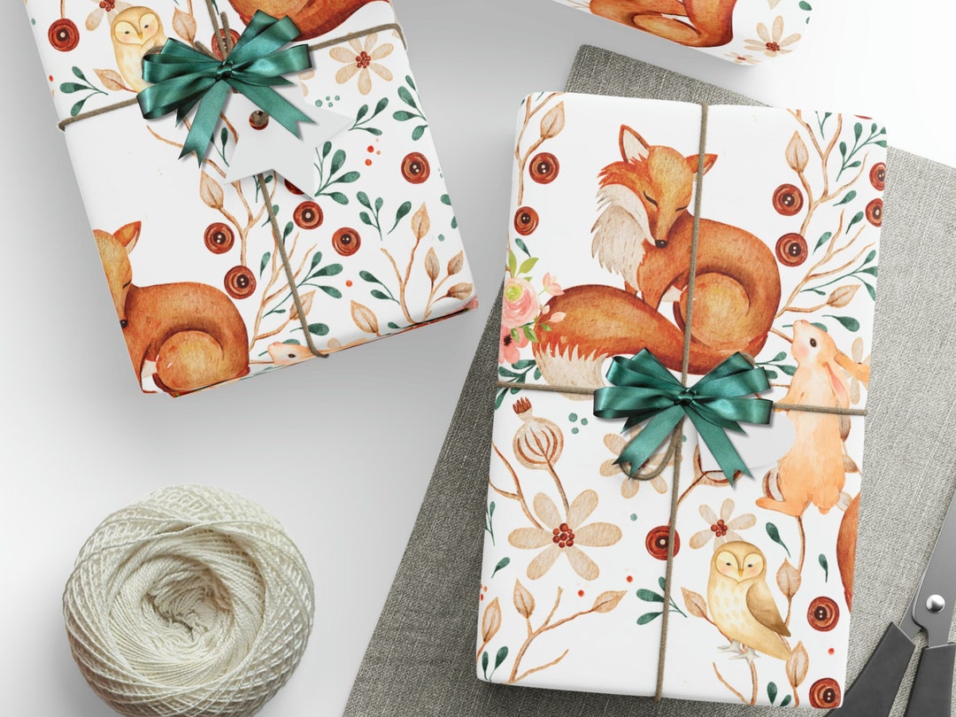 Woodland Animals Wrapping Paper New Baby Wrap Baby Shower Gift Wrap ...