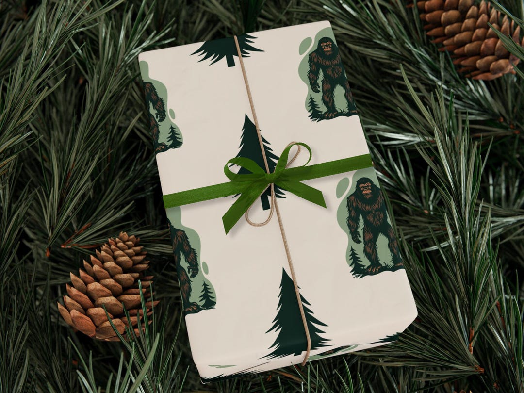 Bigfoot & Fir Tree Wrapping Paper: Nature Lover Gift Wrap - Etsy