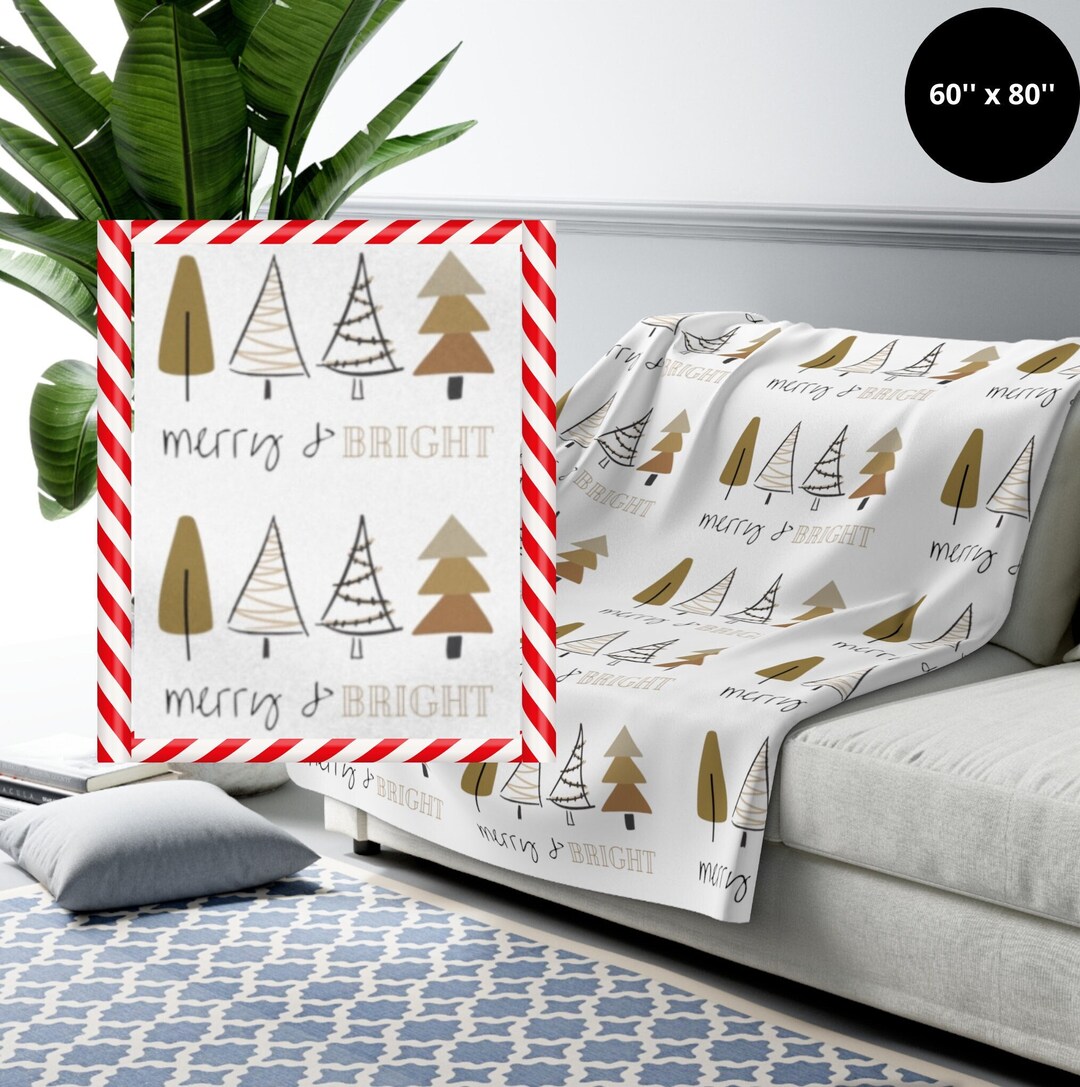Christmas Throw Blanket christmas Tree Throw merry & Bright - Etsy