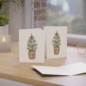 Christmas Card Pine Tree| Christmas Tree Card Set| Holiday Card| Winter ...
