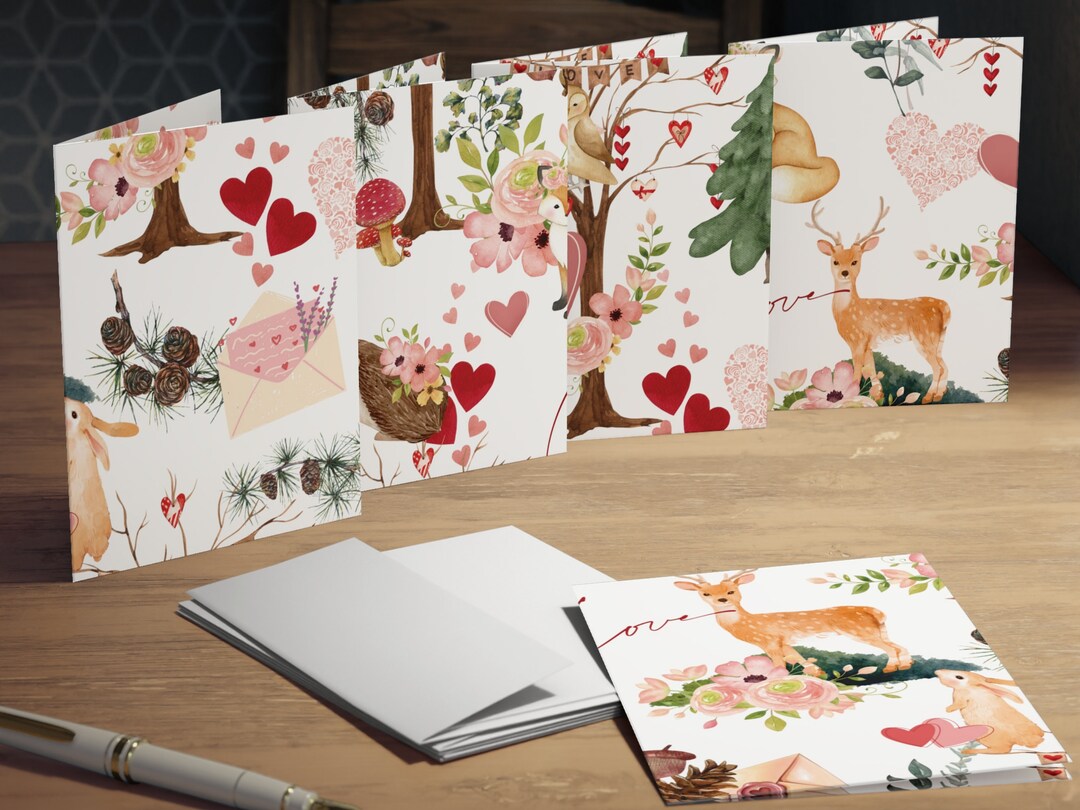 Greeting Card Set, Woodland Animals, Rustic Forest Notecards, Cute ...