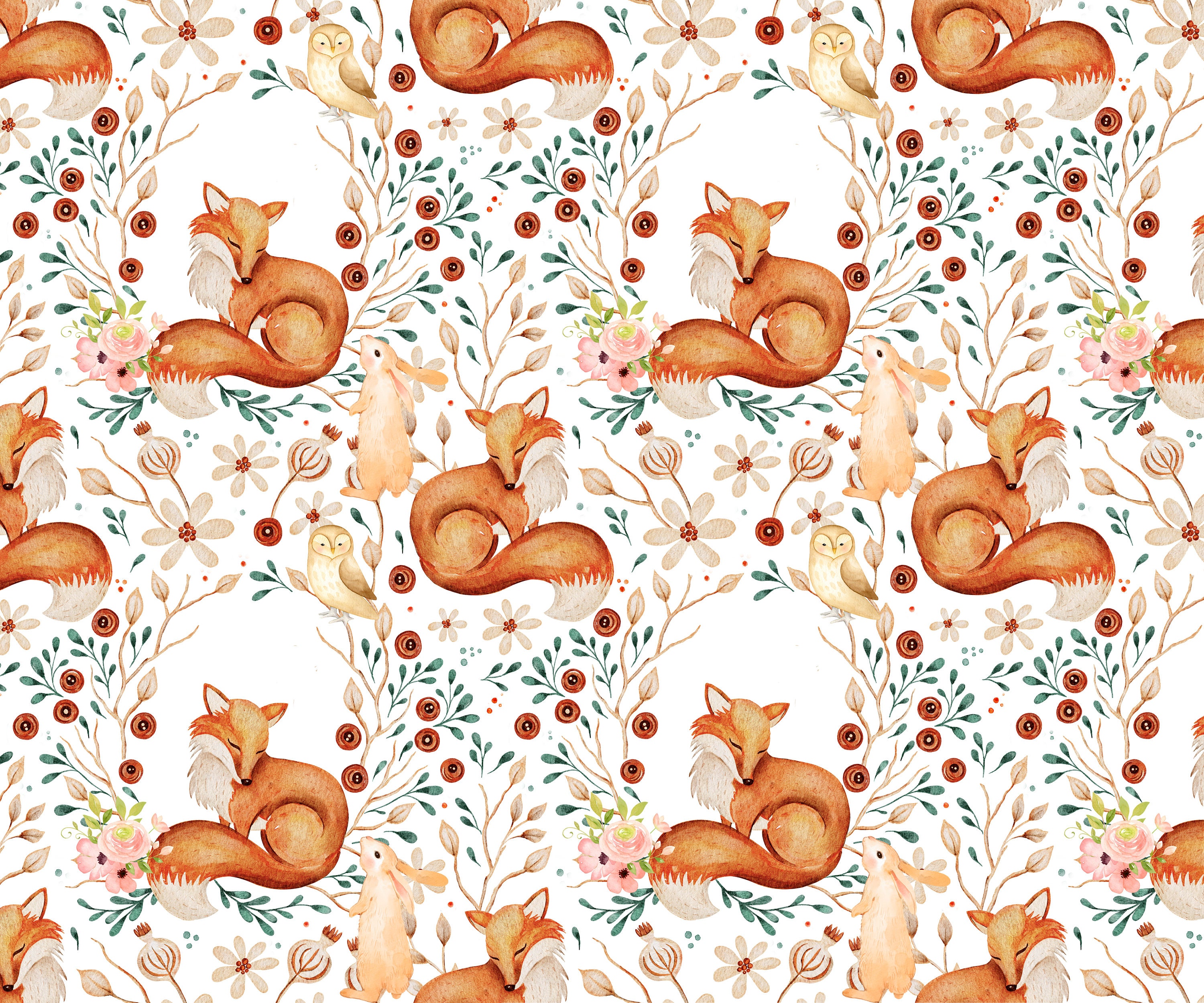 Woodland Animals Wrapping Paper New Baby Wrap Baby Shower Gift Wrap ...