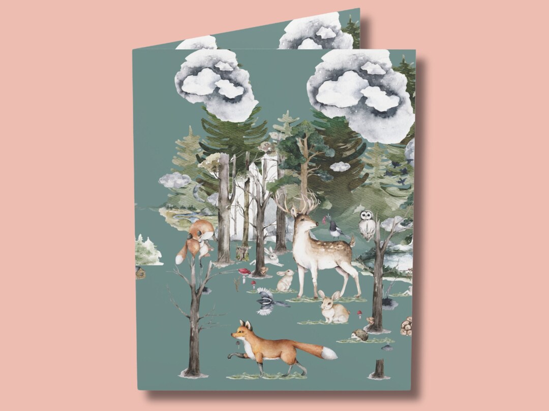 Woodland Animal Card Birthday Card for Wife Girlfriend Mom Forest Card ...