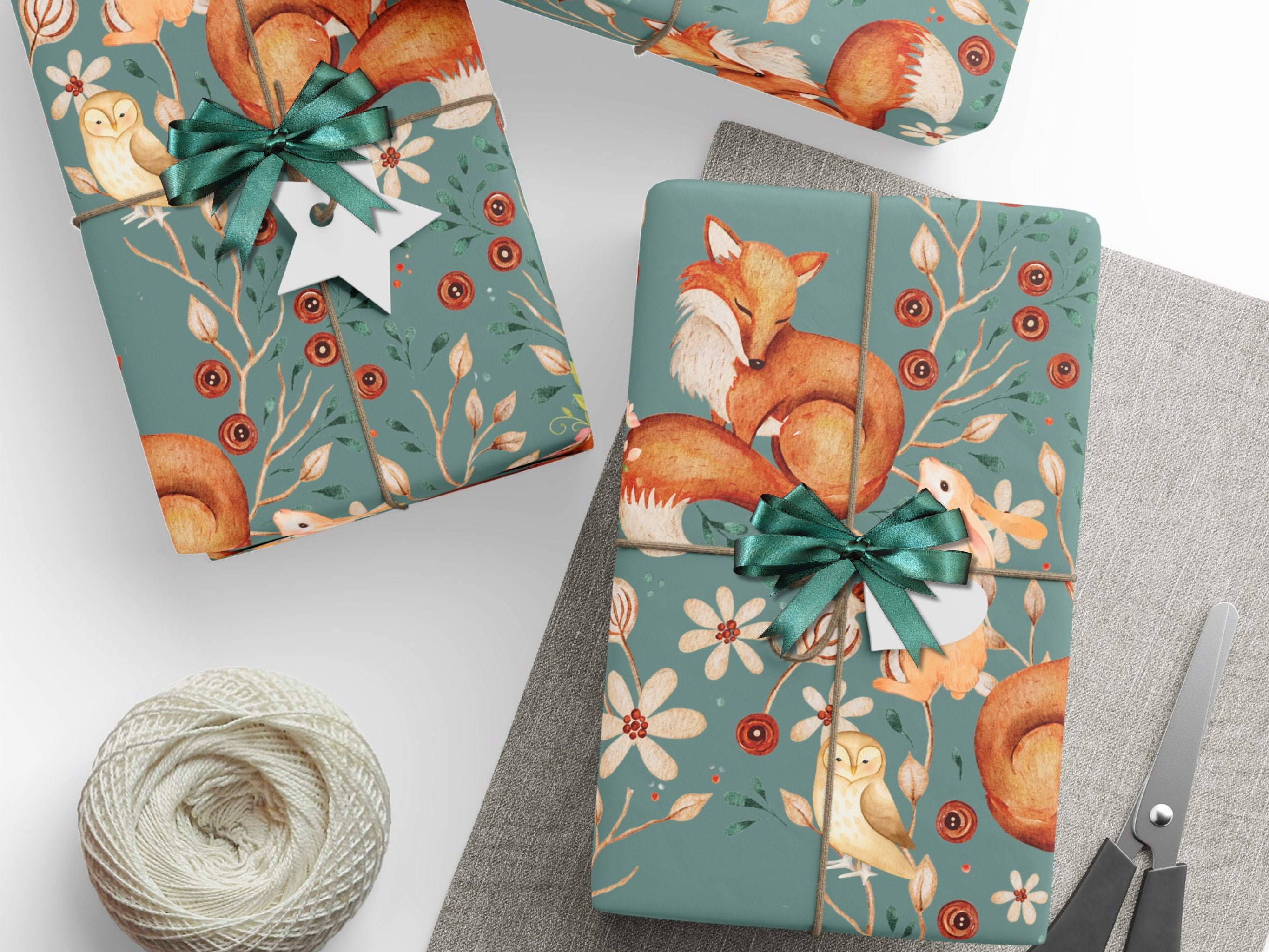 Woodland Animals Wrapping Paper New Baby Wrap Baby Shower Gift Wrap ...