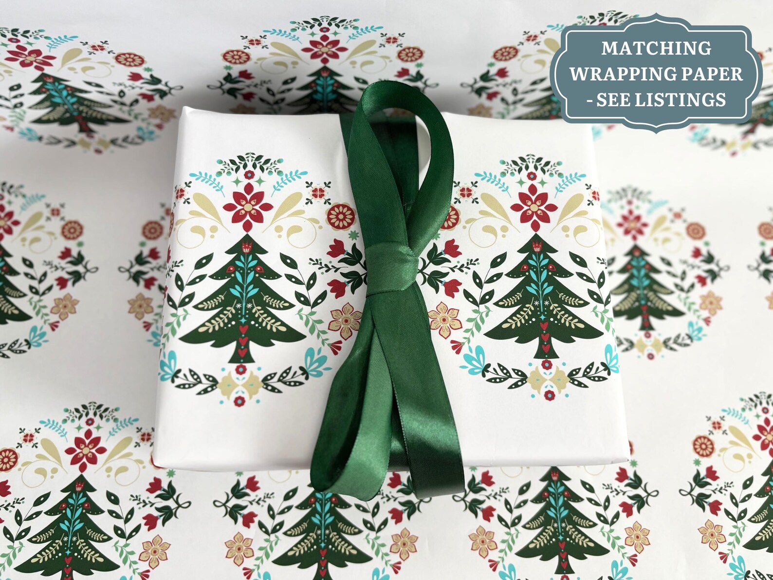 Christmas Greeting Card, Norwegian Folk Art Scandinavian Design ...