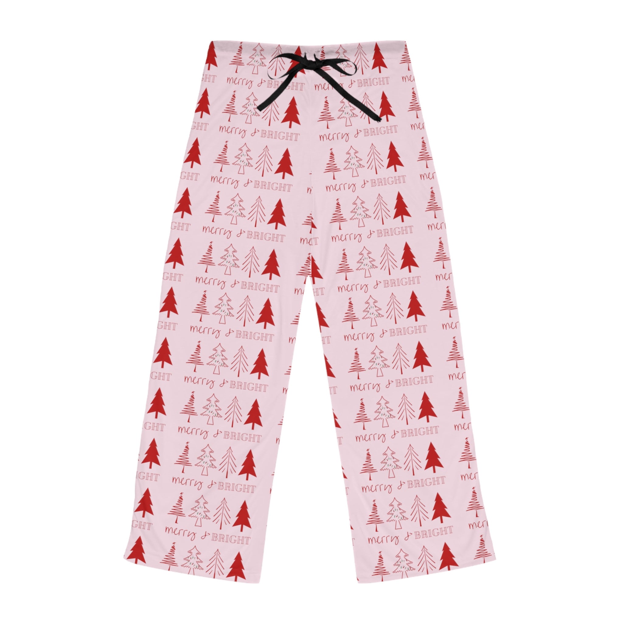 Women's Pink Christmas Pajama Pants merry & Bright Pjs Christmas ...